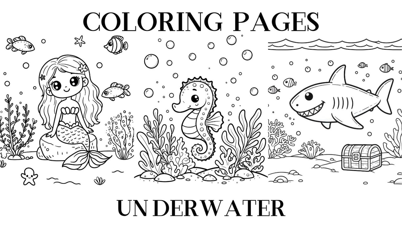 20 Free Printable Coloring Pages - Underwater & Ocean life
