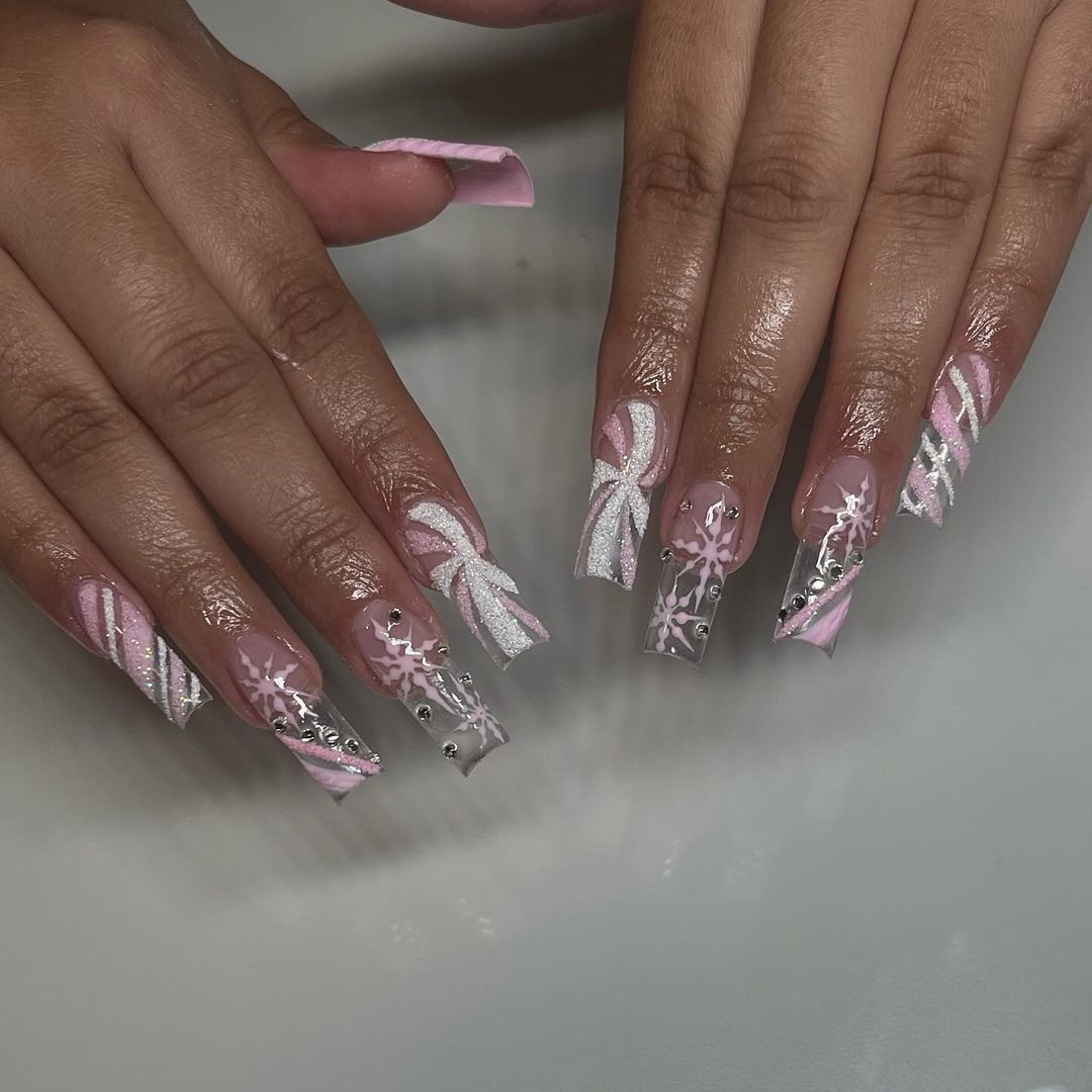 34 Pink Christmas Nails for a Unique Holiday Manicure