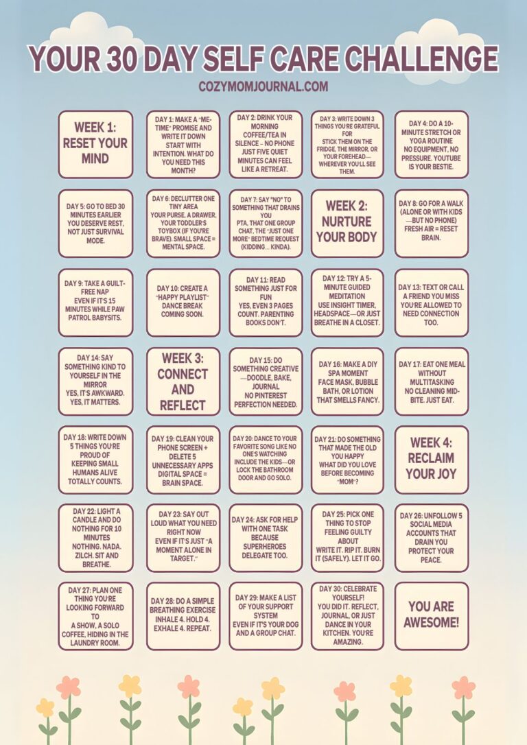 30 Day Self Care Challenge for Moms to Feel Better