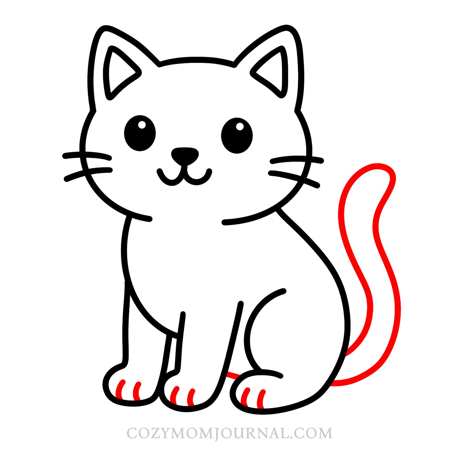 Cute Cat Drawing – How to Draw a Cat Step by Step