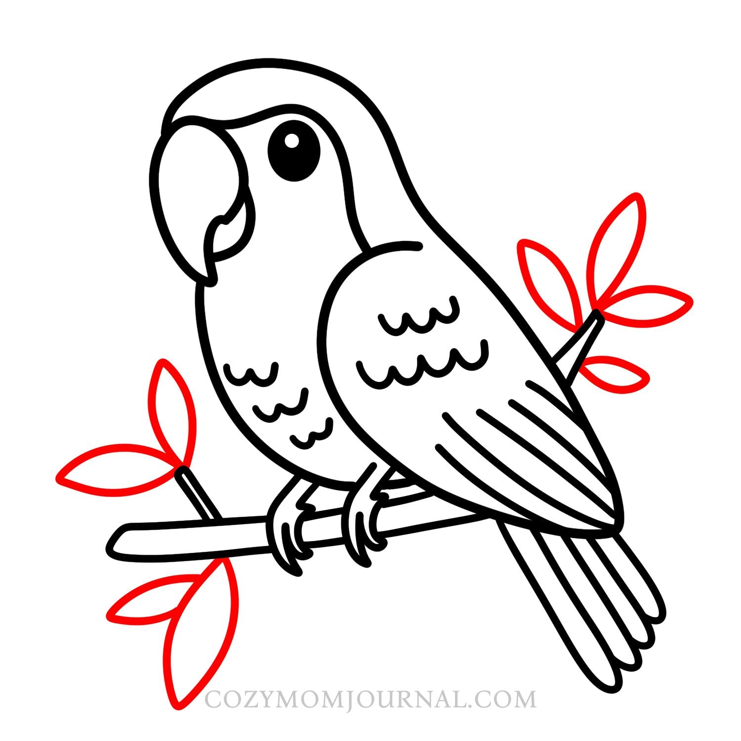How to Draw a Parrot – Parrot Drawing Step-by-Step Tutorial