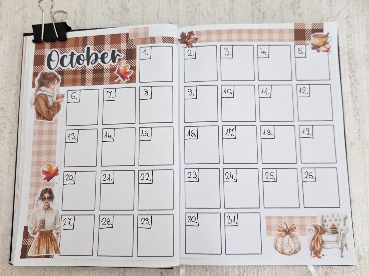 October Bullet Journal Monthly Spread Tutorial – Cozy Fall Theme
