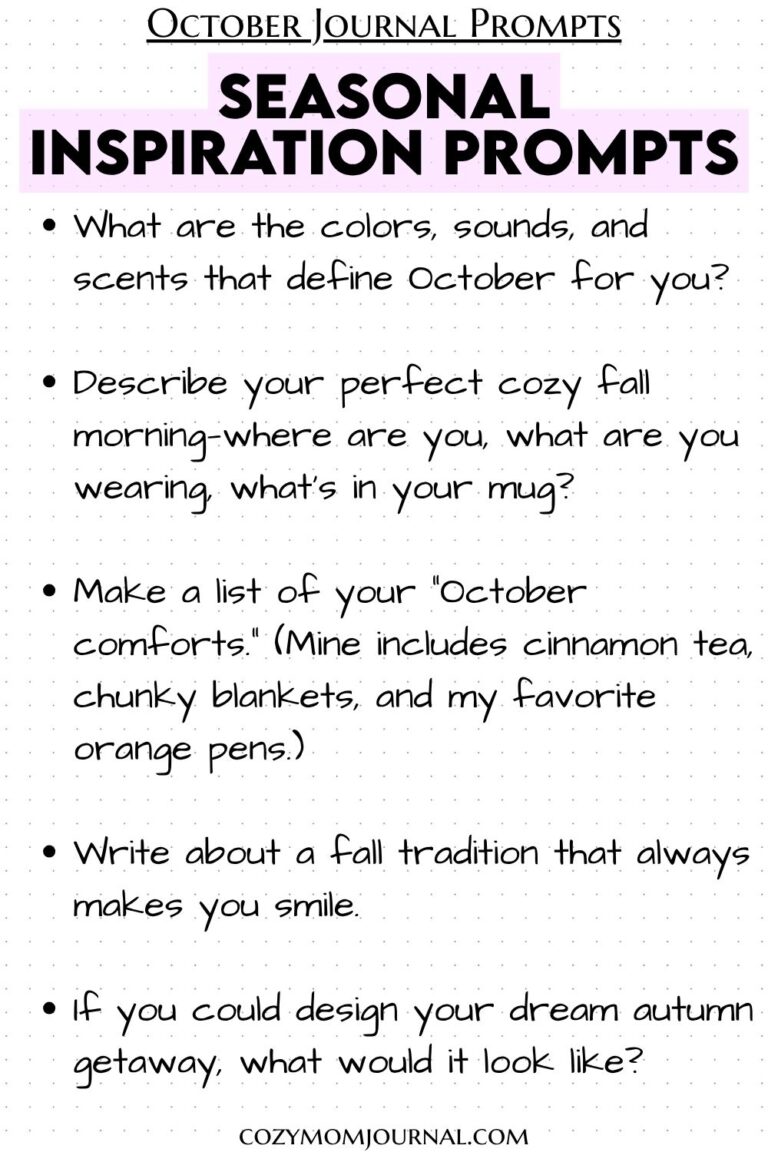 October Journal Prompts for Creativity - CozyMomJournal