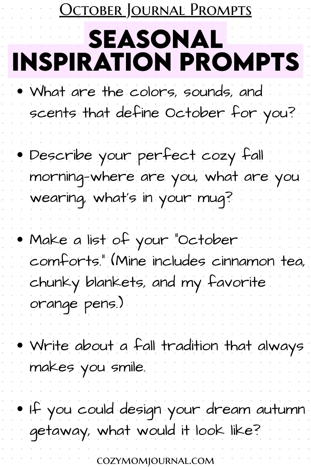 October Journal Prompts for Creativity - CozyMomJournal